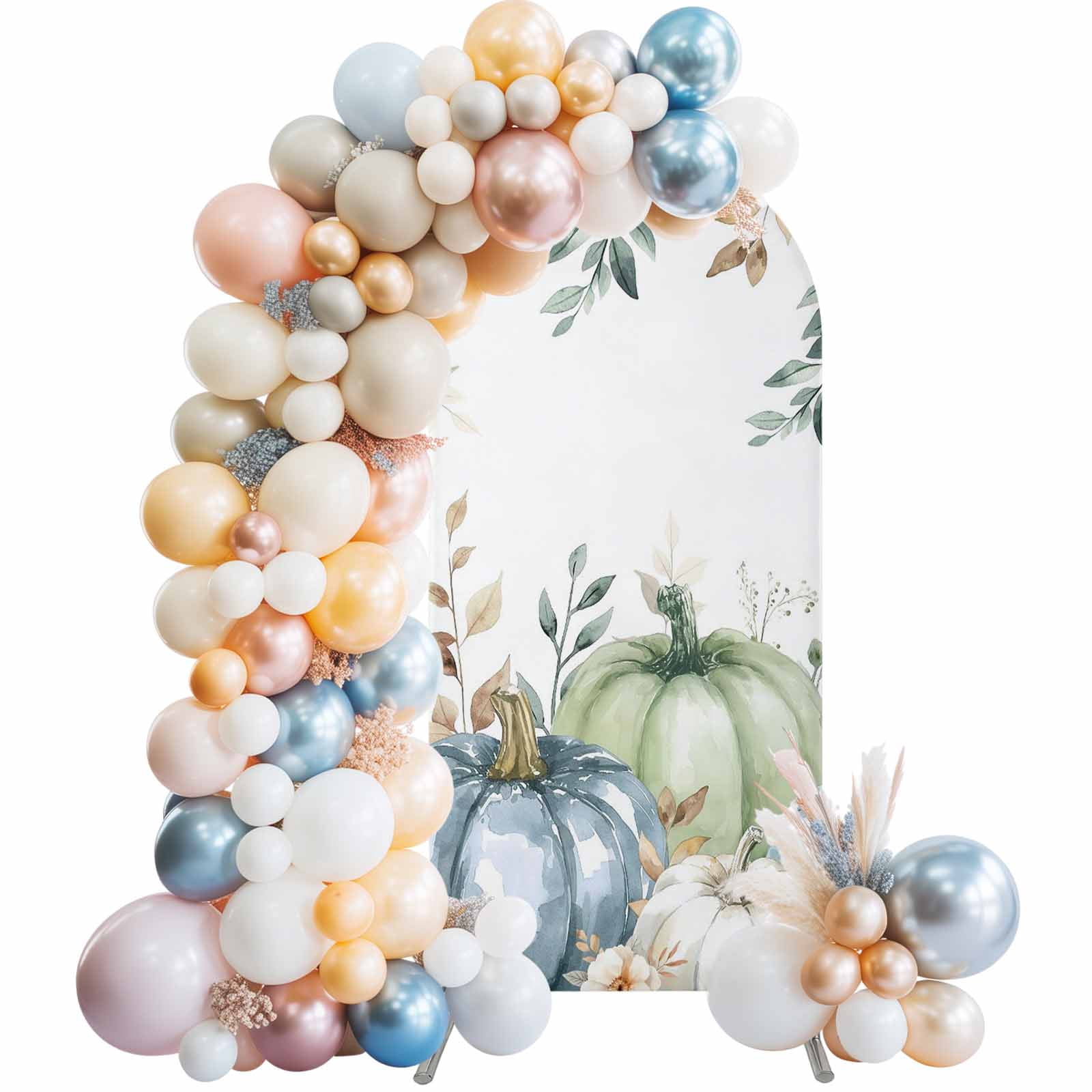 Blue Pumpkin Fall Arch Backdrop Cover 6.6x3.3 Ft, Spandex Wedding Arch ...