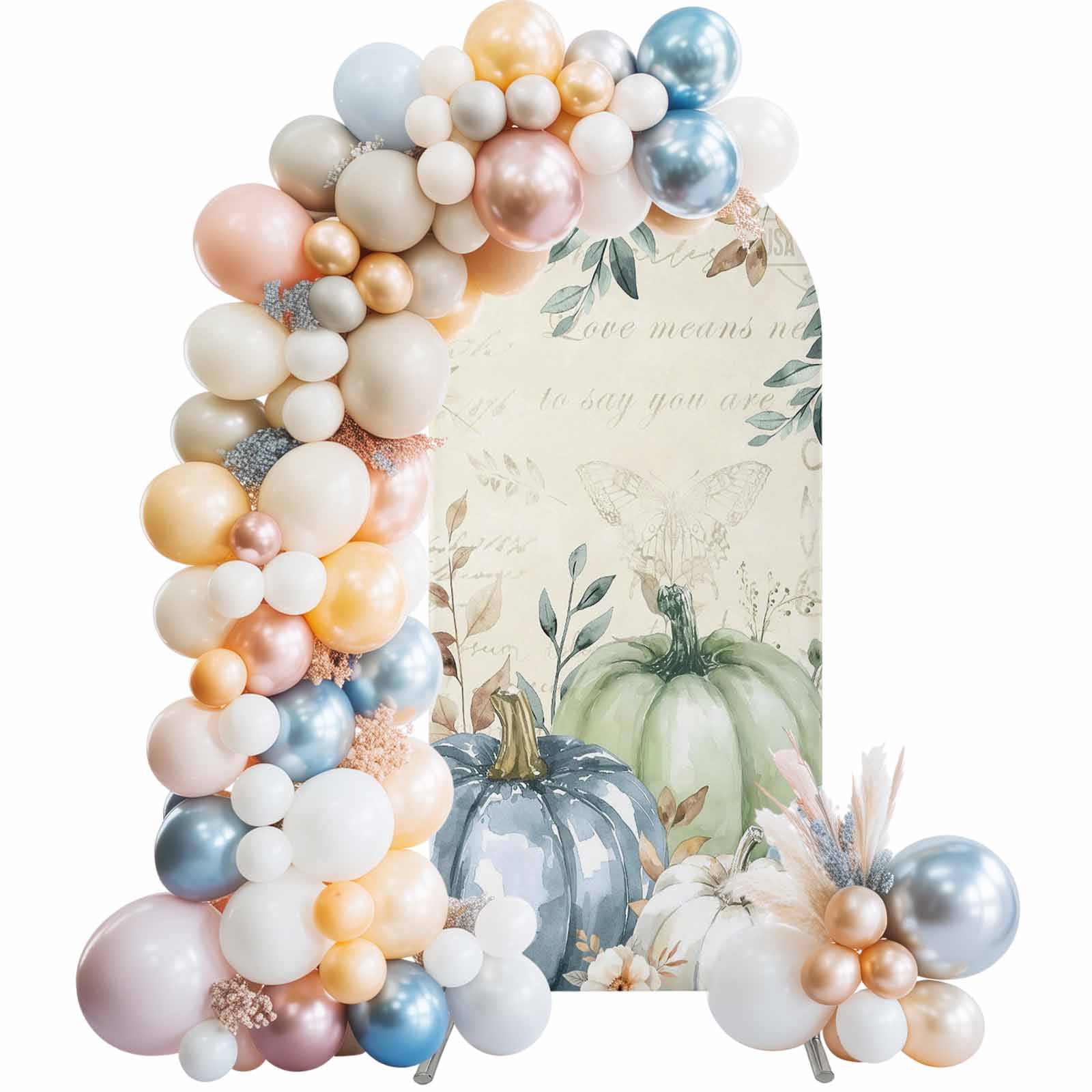 Blue Pumpkin Fall Arch Backdrop Cover 6.6x3.3 Ft, Spandex Wedding Arch ...