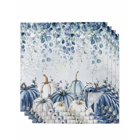 Blue Pumpkin Fall Cloth Napkins Set of 4 Reusable Dinner Napkins ...