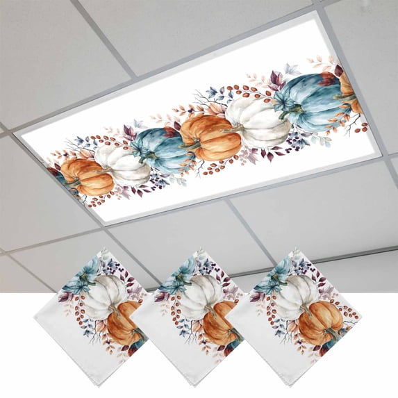Blue Pumpkin Fall Fluorescent Light Covers, Thanksgiving Autumn Orange ...
