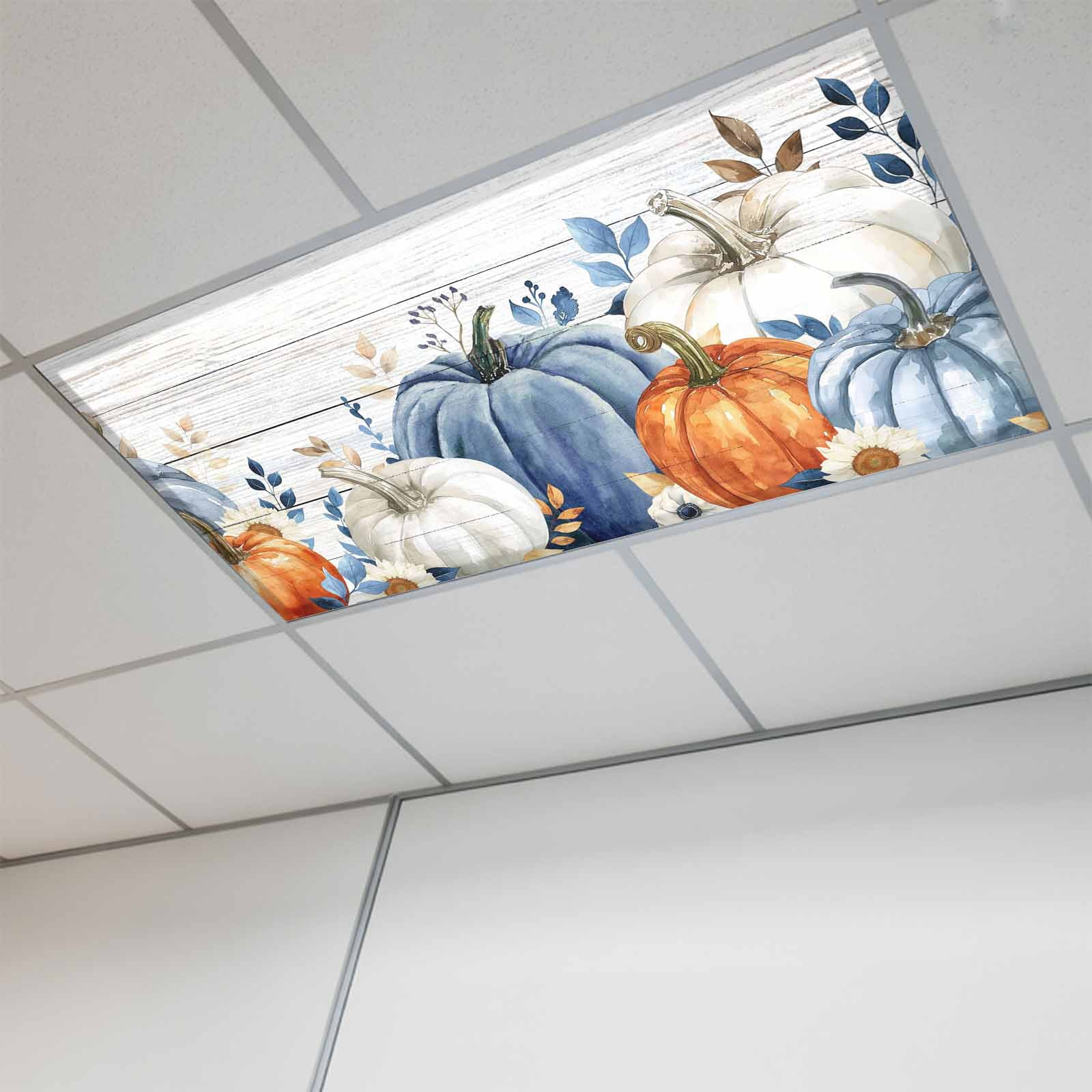 Blue Pumpkin Fall Fluorescent Light Covers, Thanksgiving Eucalyptus ...