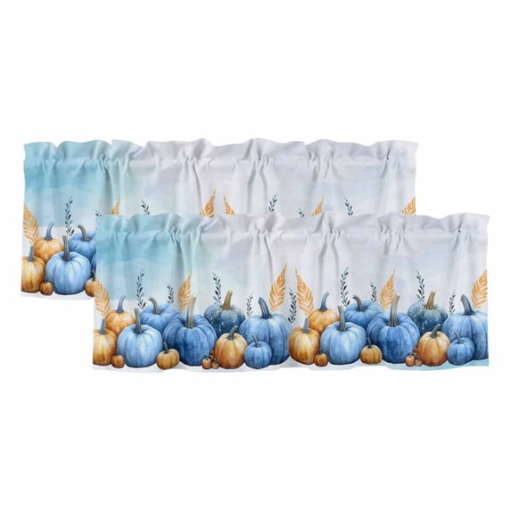 Blue Pumpkin Fall Valances for Windows, Decorative Rod Pocket Window ...