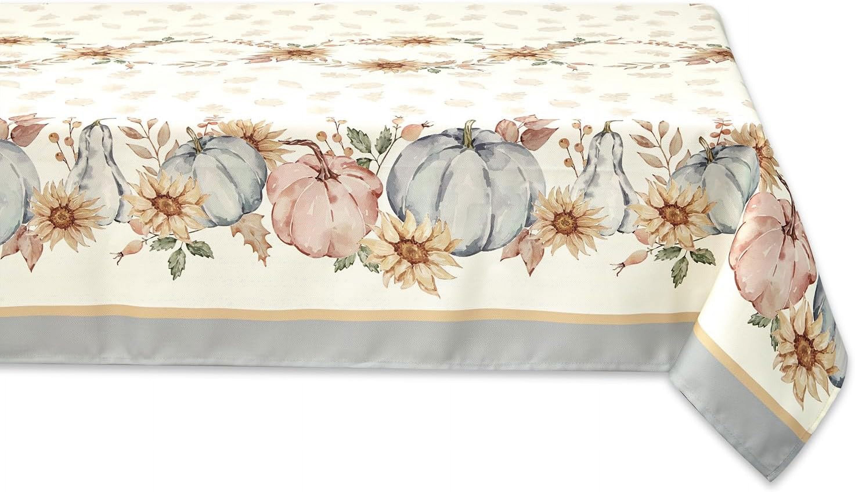 Blue Pumpkin Farmhouse Harvest Bordered Thanksgiving Tablecloth ...