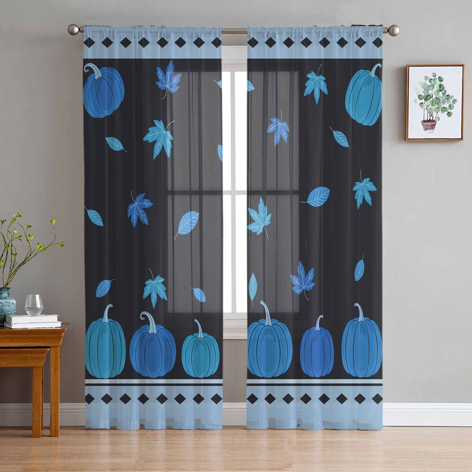 Blue Pumpkin Sheer Curtains 84 Inches Long 2 Panels Set, Window Sheer ...