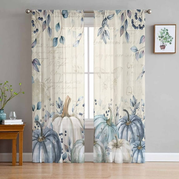 Blue Pumpkin Sheer Curtains 84 Inches Long 2 Panels Set, Window Sheer ...