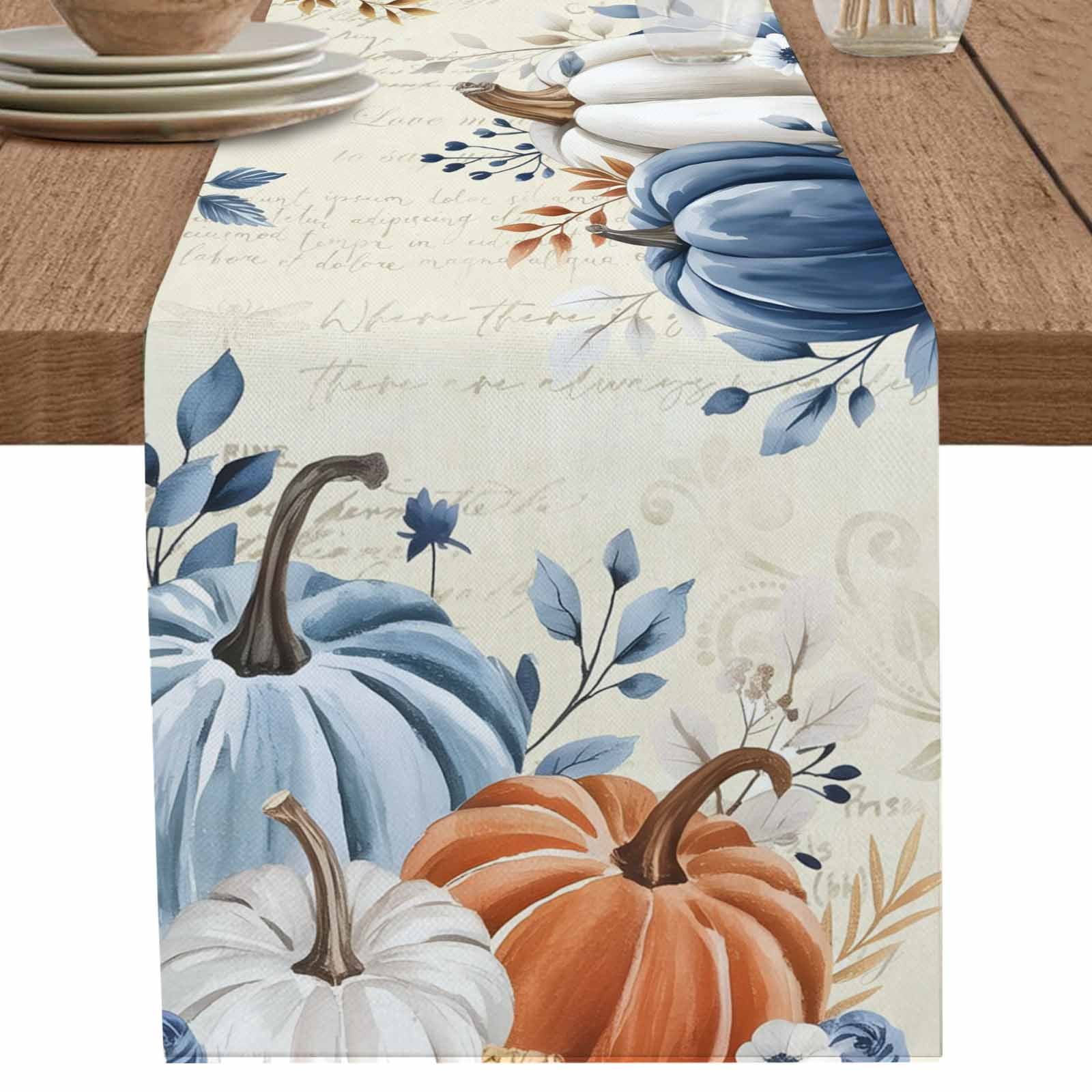 Blue Pumpkin Table Runner 120 Inches Long for Dining Table Decor ...