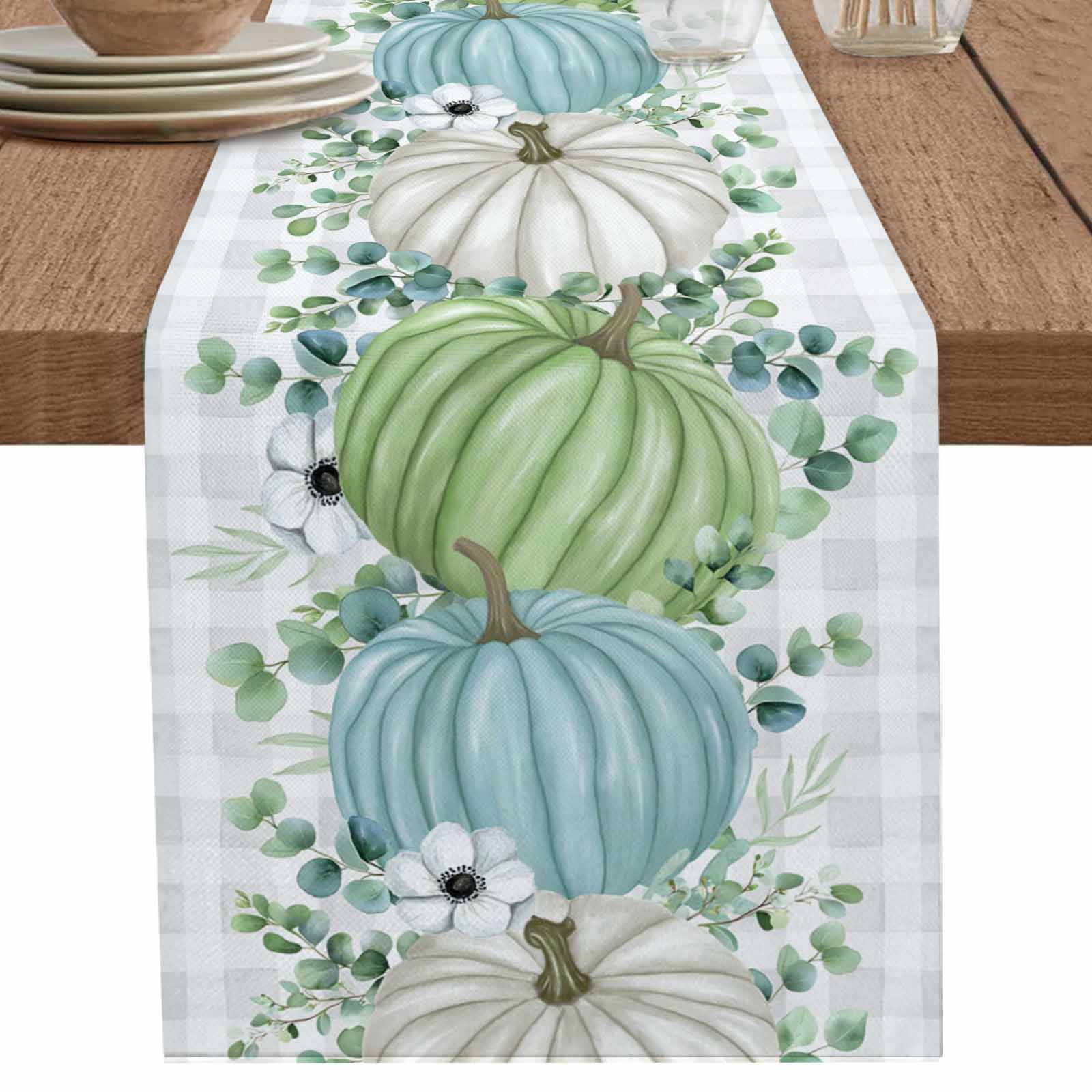 Blue Pumpkin Table Runner 90 Inches Long for Dining Table Decor ...