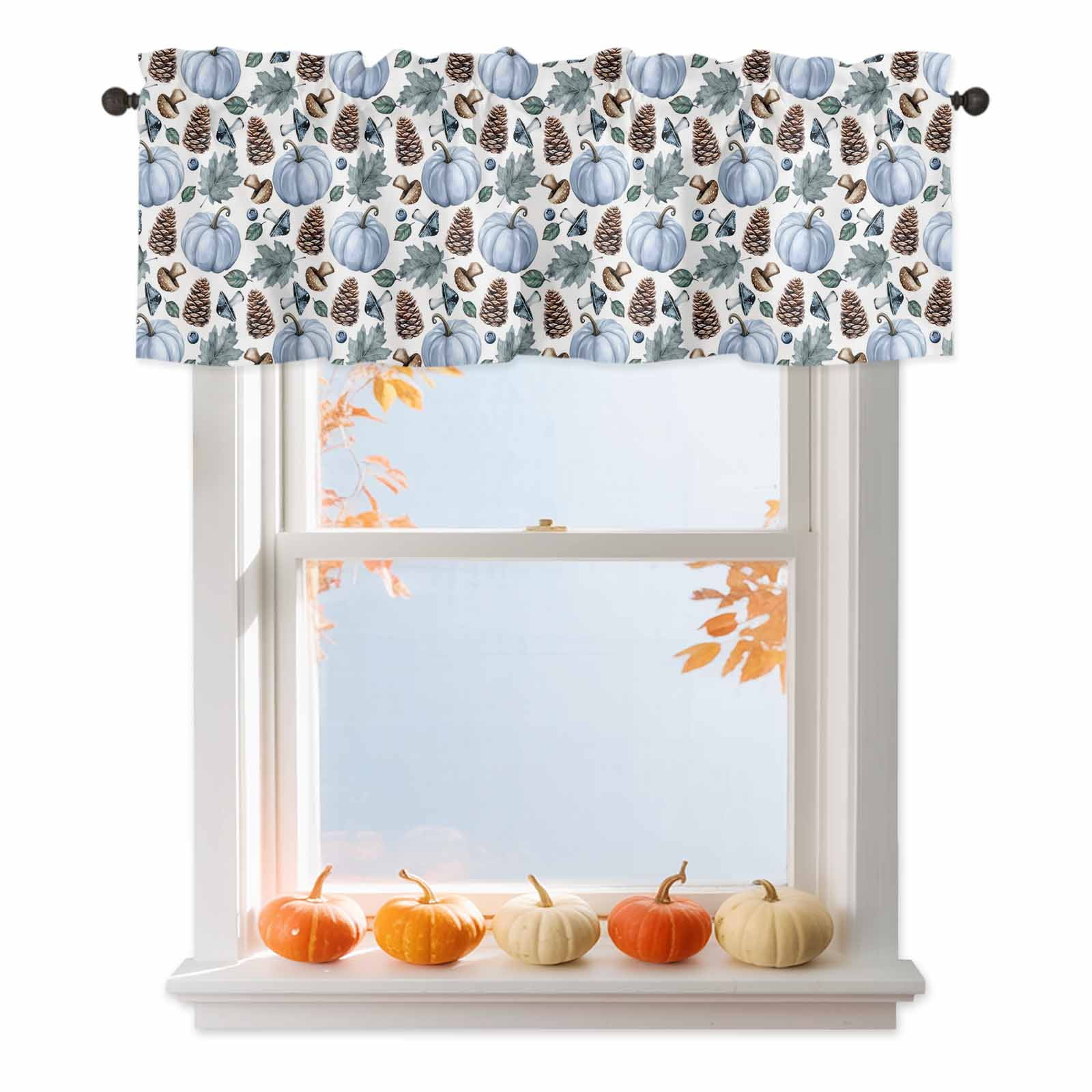 Blue Pumpkin Valances for Windows, 54 x 18in, Pine Cone Watercolor ...