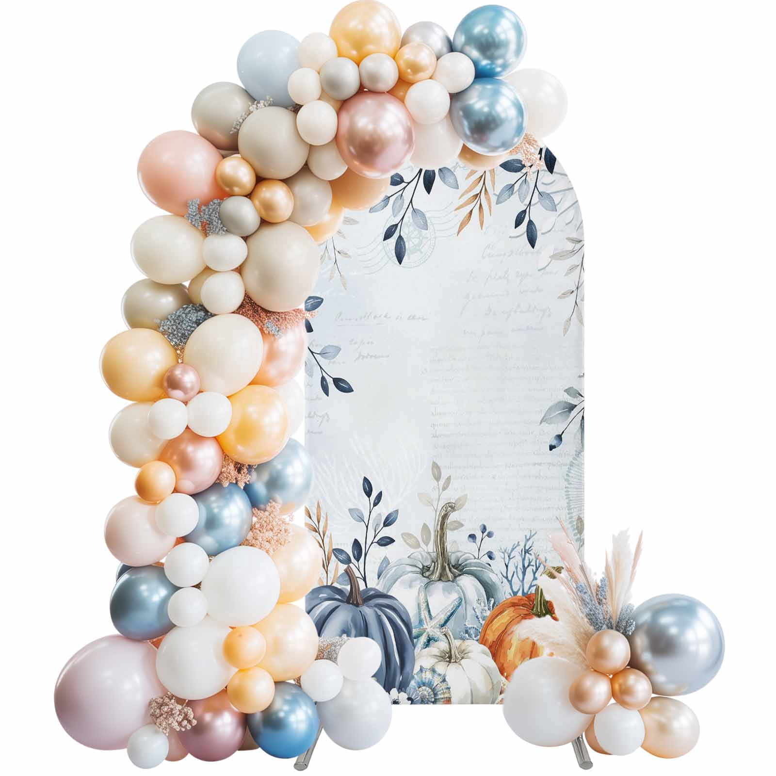 Blue Pumpkins Fall Arch Backdrop Cover 4x1.65 Ft, Spandex Wedding Arch ...