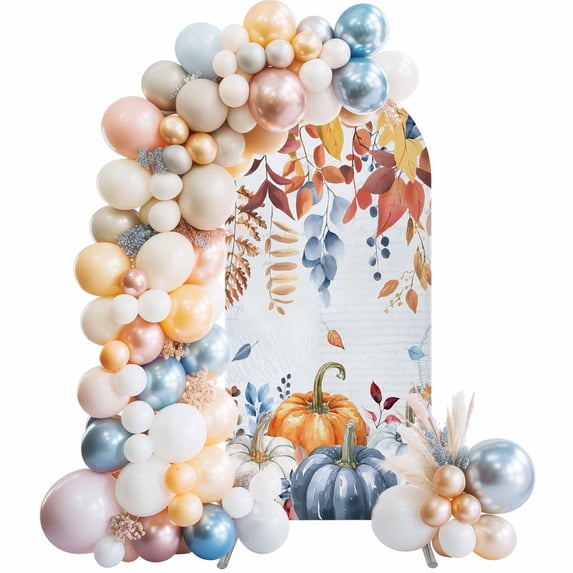 Blue Pumpkins Fall Arch Backdrop Cover 6x2.6 Ft, Spandex Wedding Arch ...