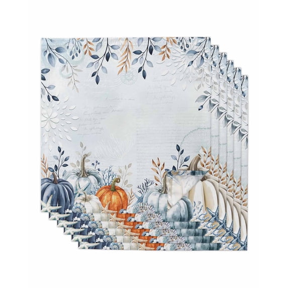 Blue Pumpkins Fall Cloth Napkins Set of 6 Reusable Dinner Napkins ...