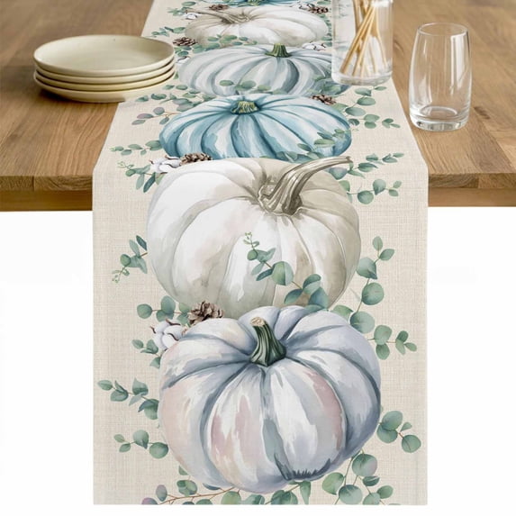 Blue Pumpkins Thanksgiving Table Runner 60 Inches Long Farmhouse Dress ...