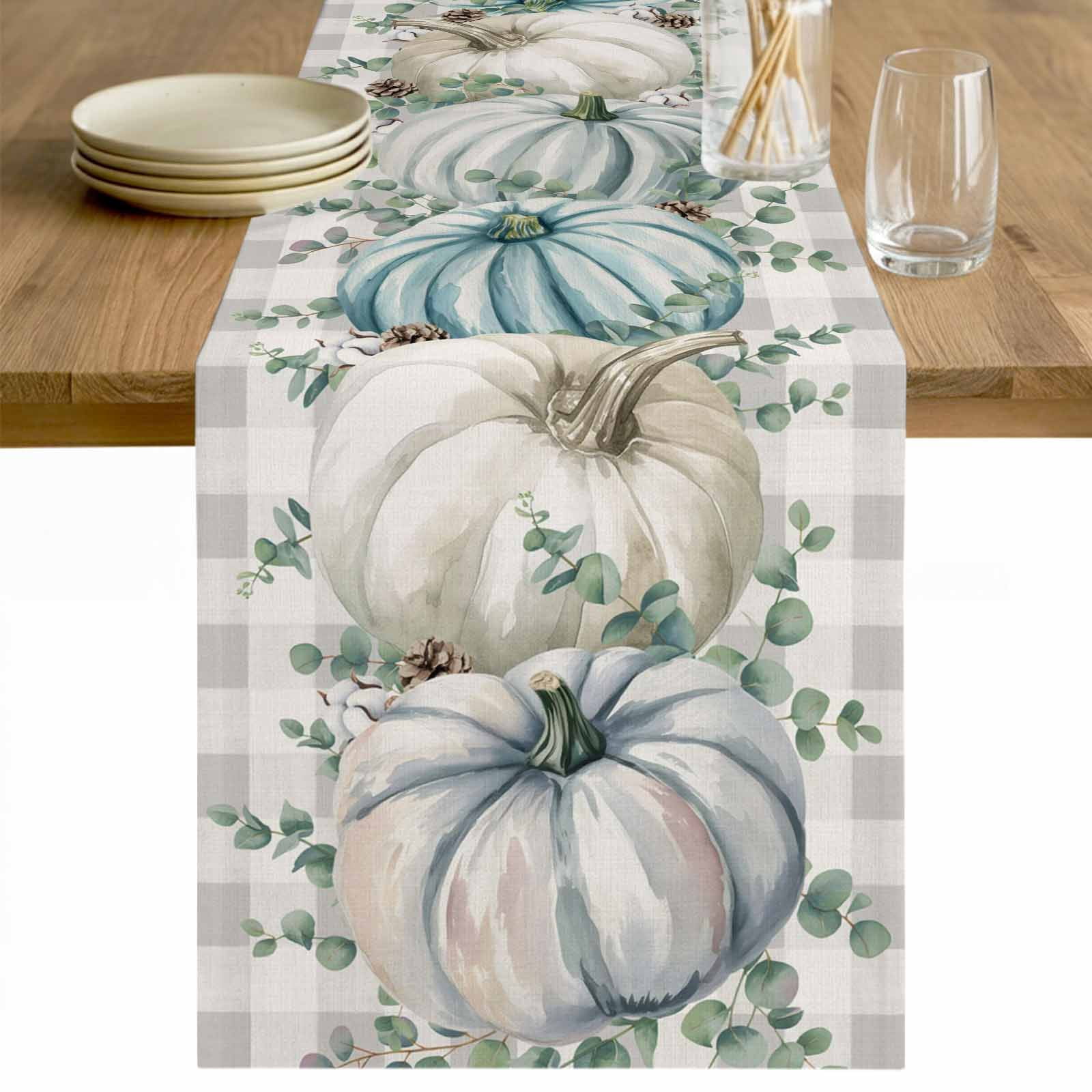 Blue Pumpkins Thanksgiving Table Runner 90 Inches Long Farmhouse Dress ...