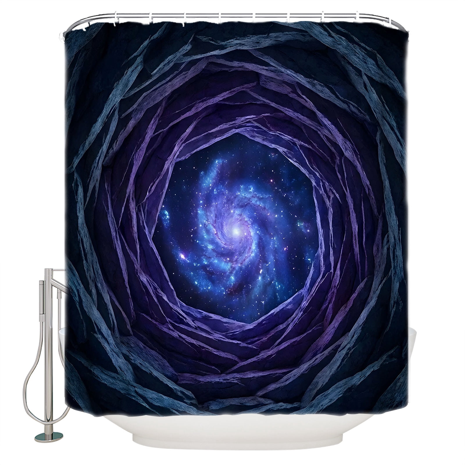 Blue Purple Abstract Bathroom Shower Curtains with 12 Hooks Polyester ...