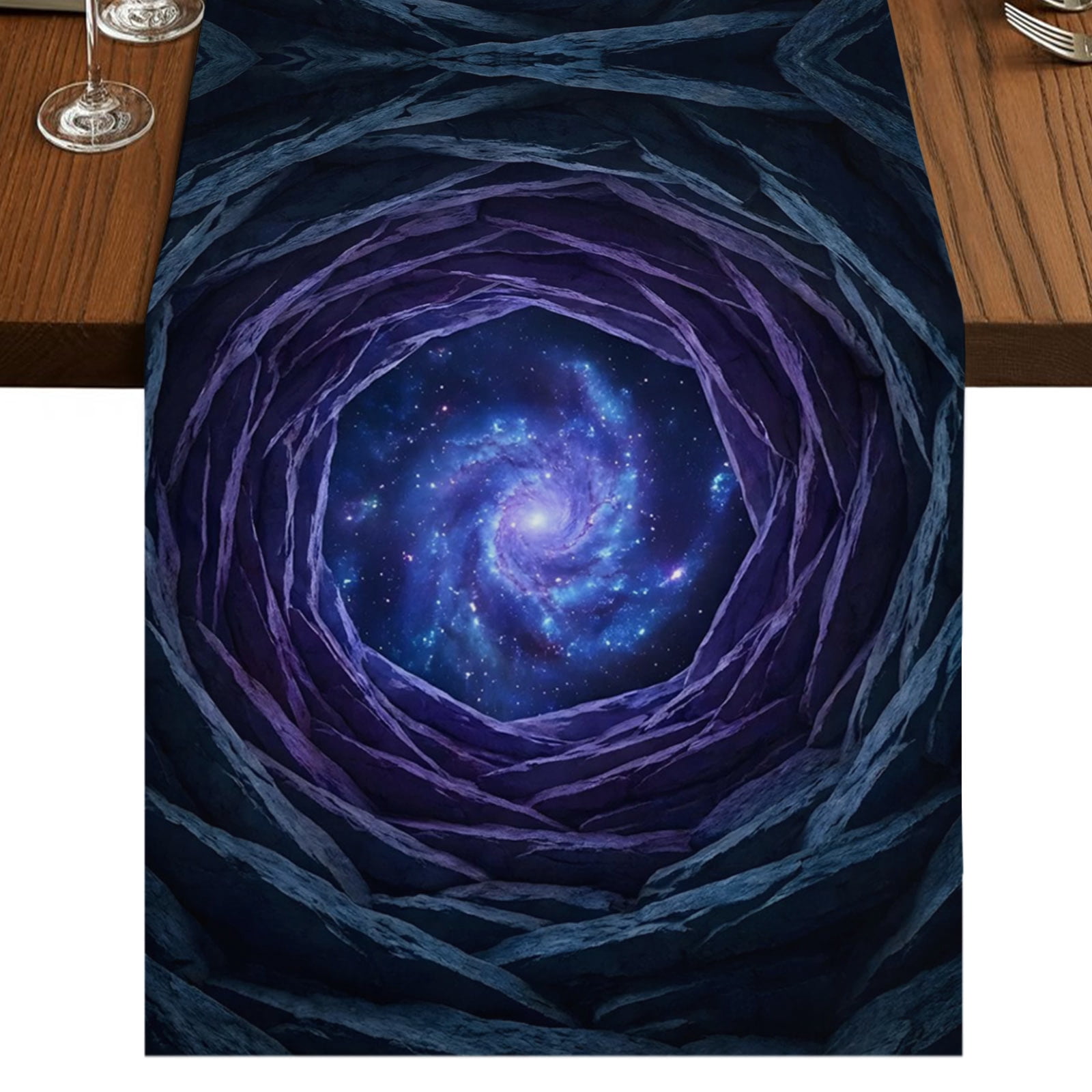 Blue Purple Abstract Burlap Cotton Table Runner 13x90 Inches Long ...
