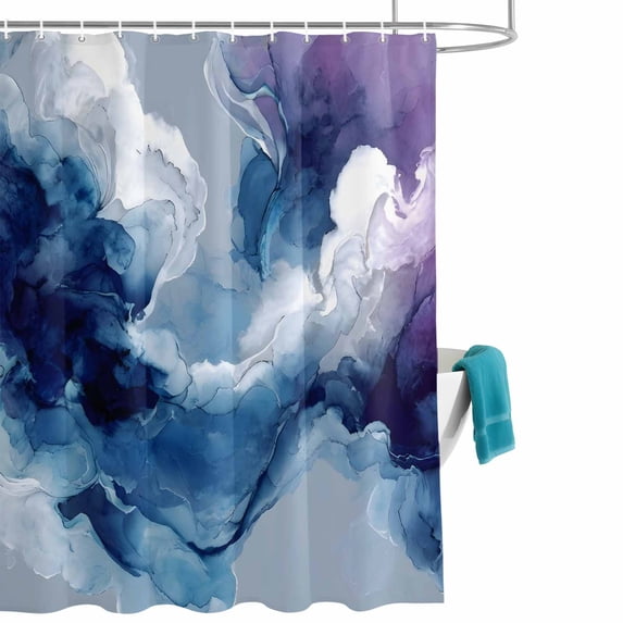 Blue Purple Abstract Fluid Shower Curtain, Modern Gradient Dreamy ...
