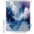 Blue Purple Abstract Fluid Shower Curtain Set with Hooks, Modern ...