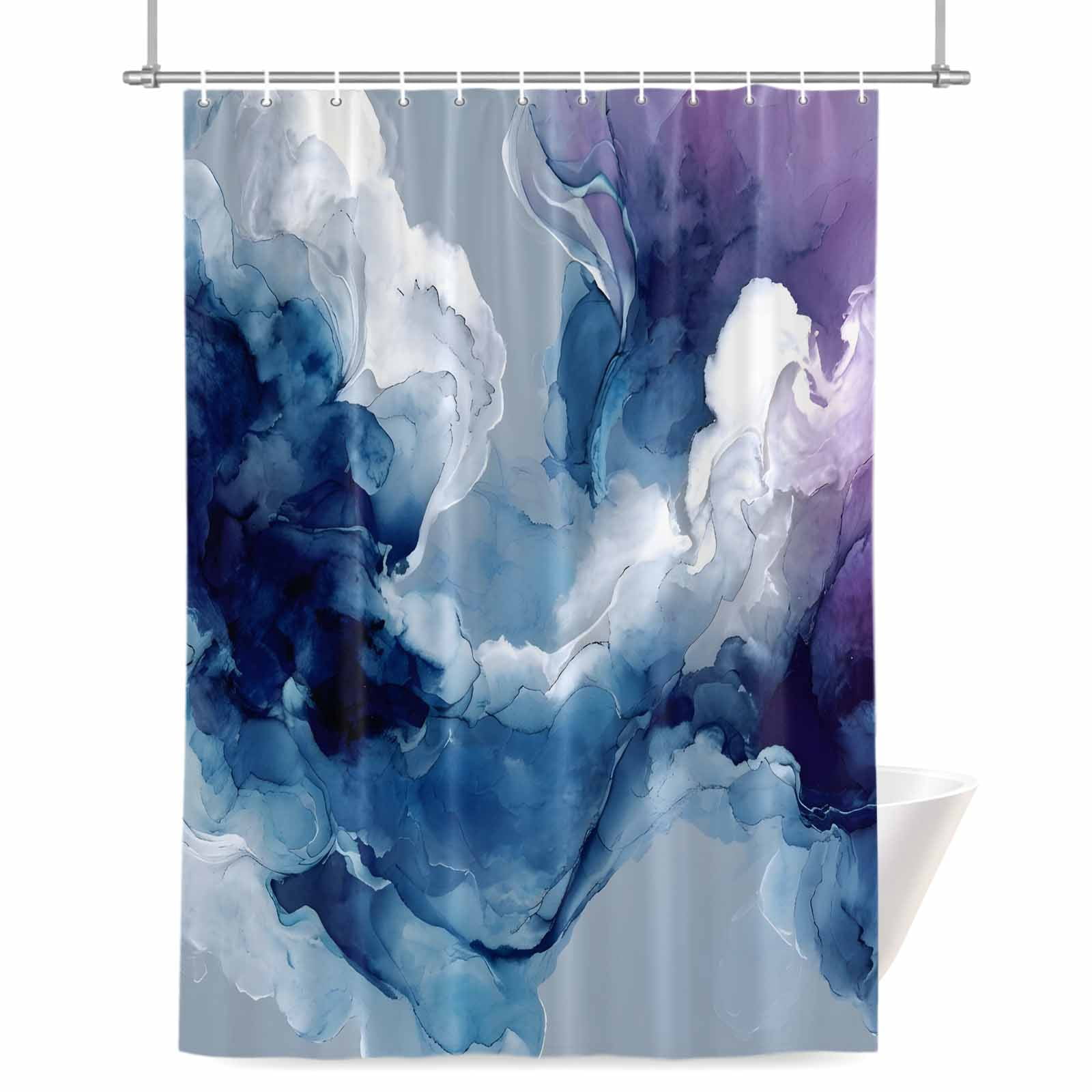 Blue Purple Abstract Fluid Shower Curtains for Bathroom, Modern ...