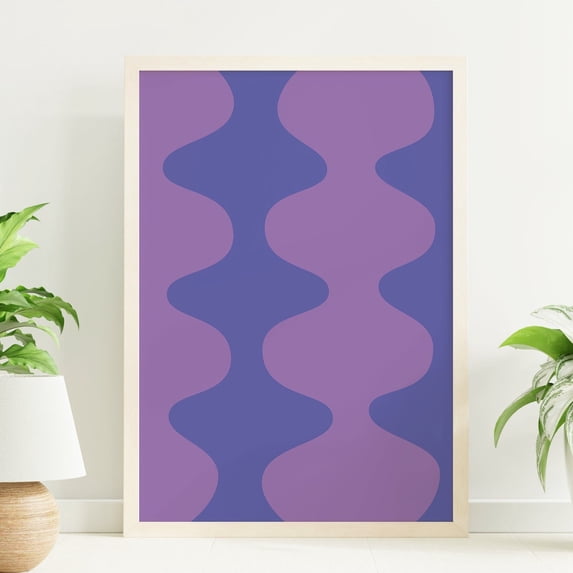 Blue Purple Abstract Print Trendy Blue Purple 70S Retro Art Cute Trendy ...