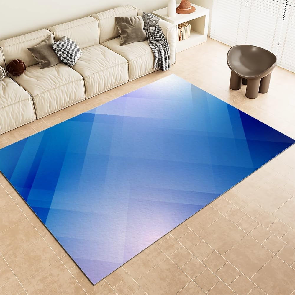 Blue Purple Area Rug 3x4 Modern Geometric Low Pile Office Rugs Stylish ...
