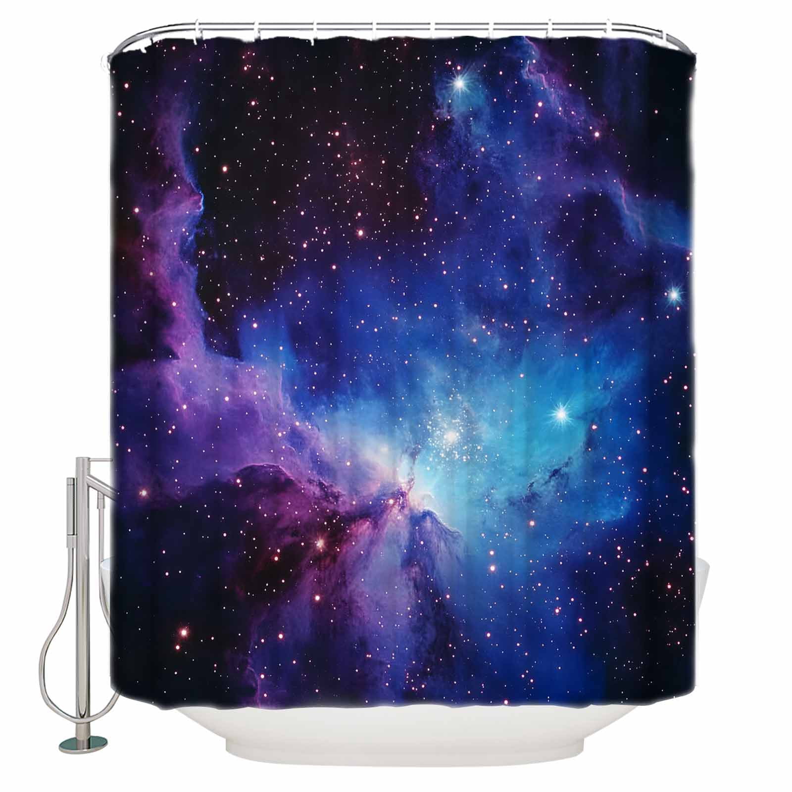 Blue Purple Black Sky Bathroom Shower Curtains with 12 Hooks Polyester ...