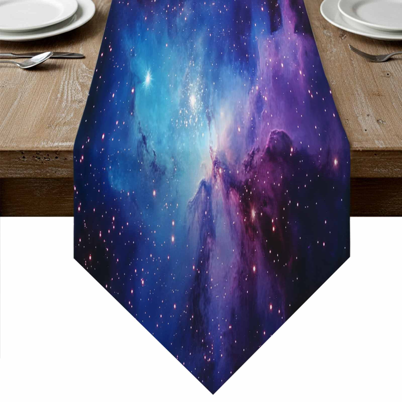 Blue Purple Black Sky Table Runner Linen Burlap Table Runner 72 Inches ...
