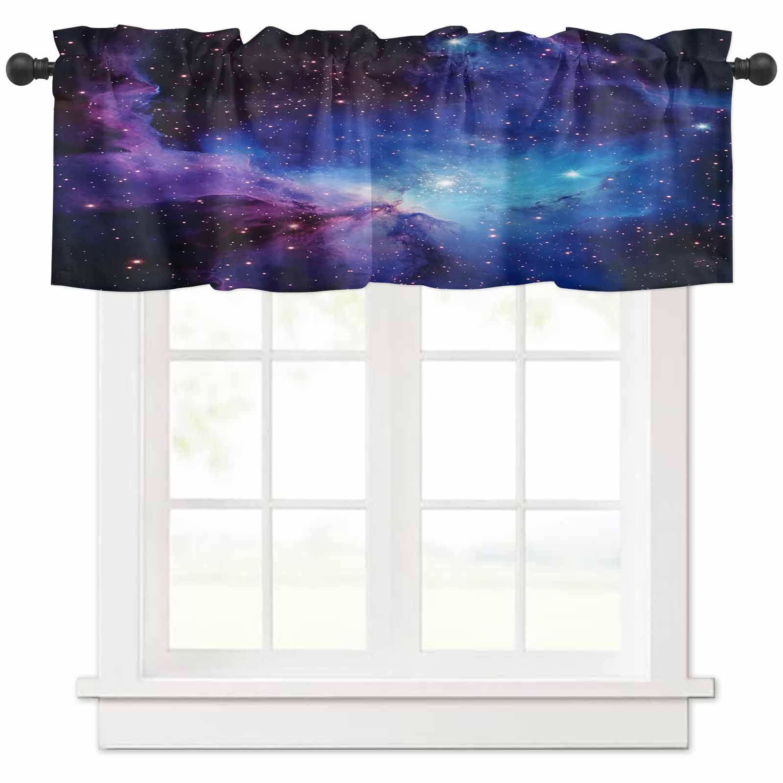 Blue Purple Black Sky Valances for Windows Farmhouse Kitchen Curtains ...