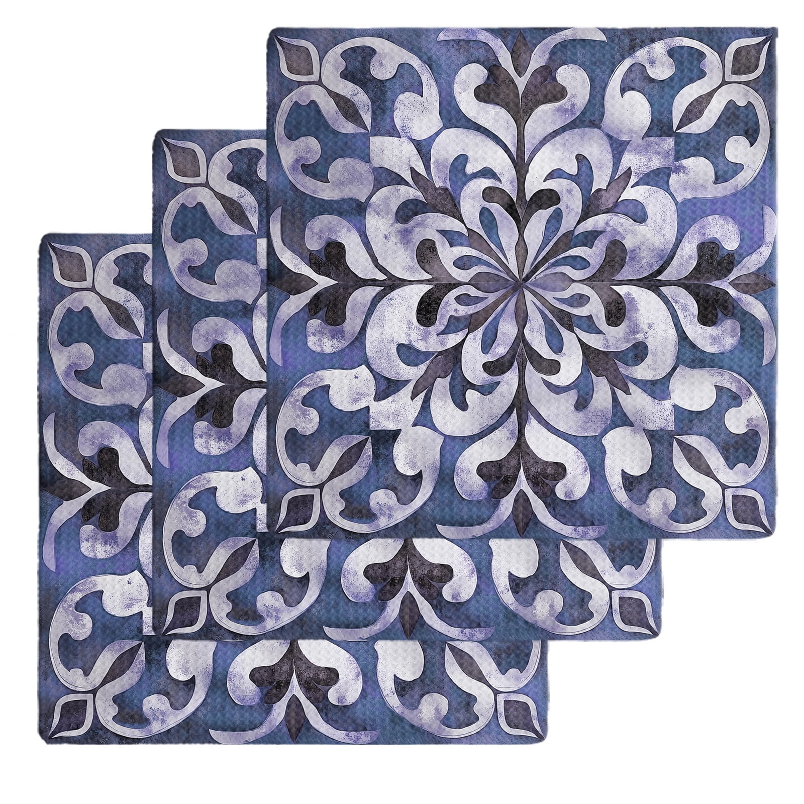 Blue Purple Boho Kitchen Dish Towels for Drying Dishes Set of 3 ...