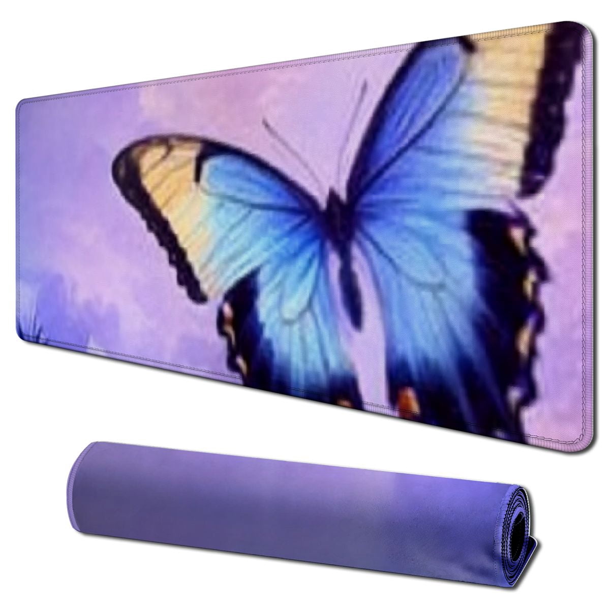 Blue Purple Butterfly Large Mouse Pad Gaming Mousepad Rubber Base Desk ...