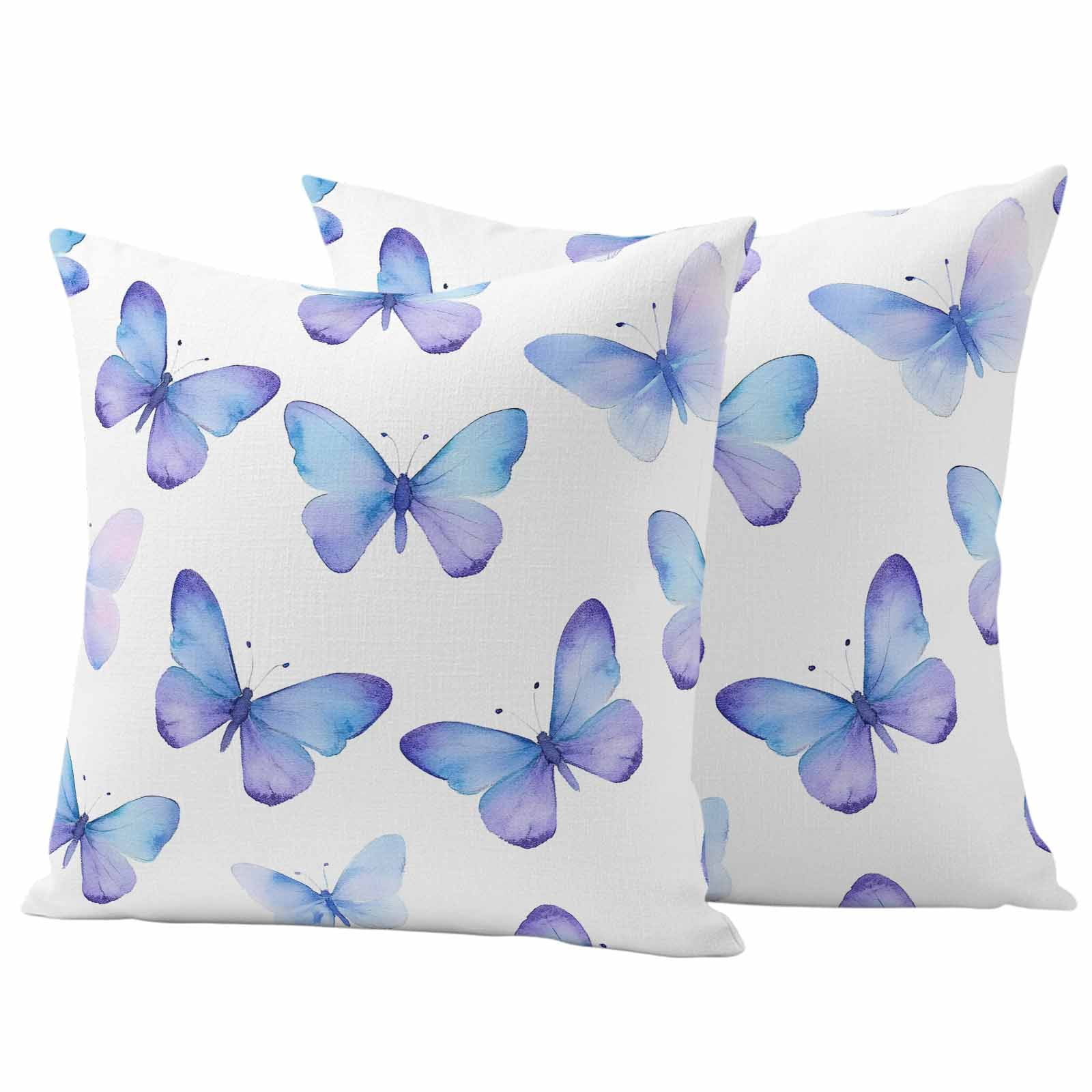 Blue Purple Butterfly Outdoor Waterproof Pillow Covers, Watercolor ...