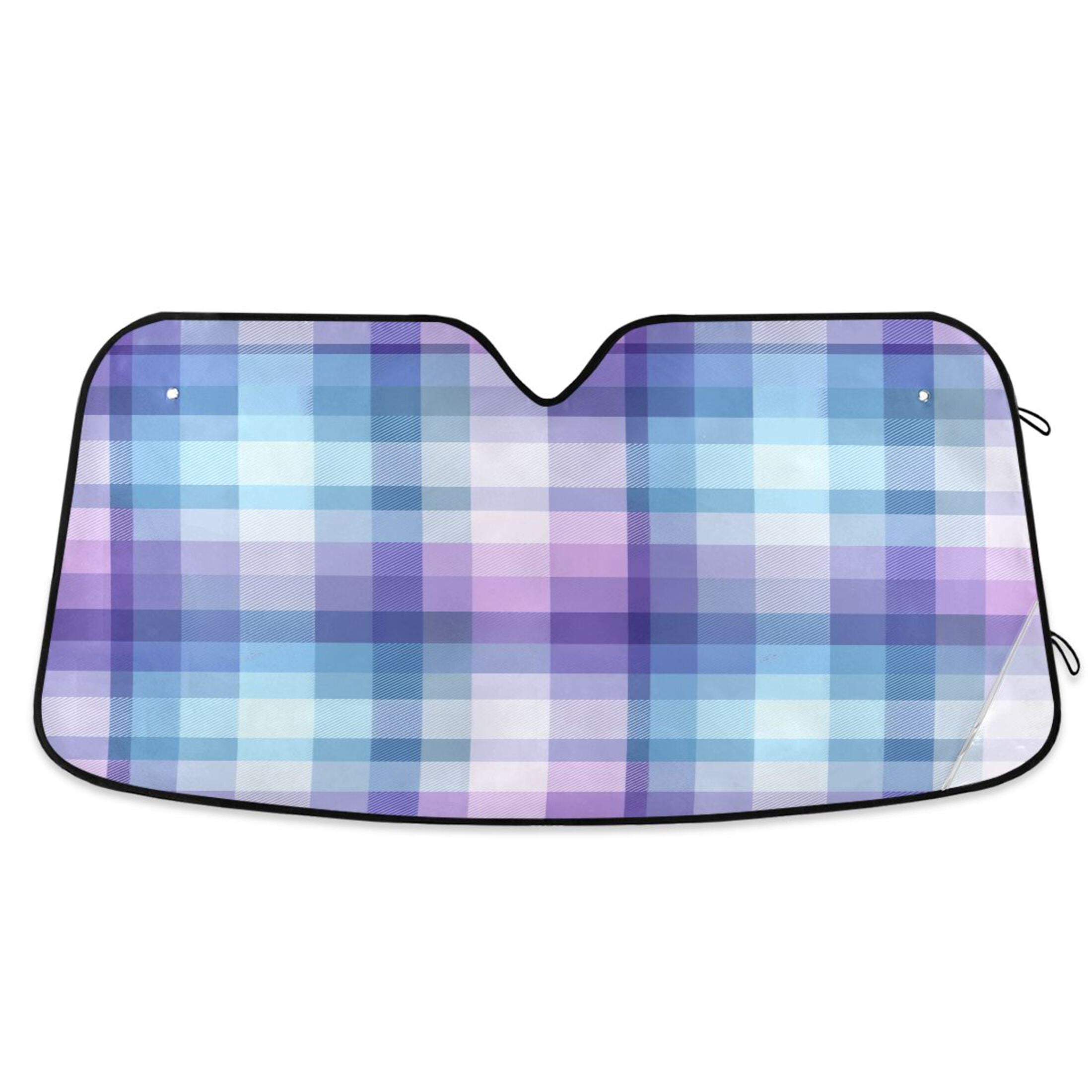 Blue Purple Checkered Pattern Windshield Sun Shade Automobile Visor ...