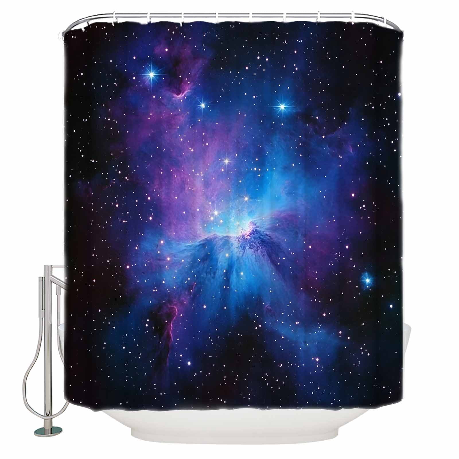 Blue Purple Clouds Bathroom Shower Curtains with 12 Hooks Polyester ...