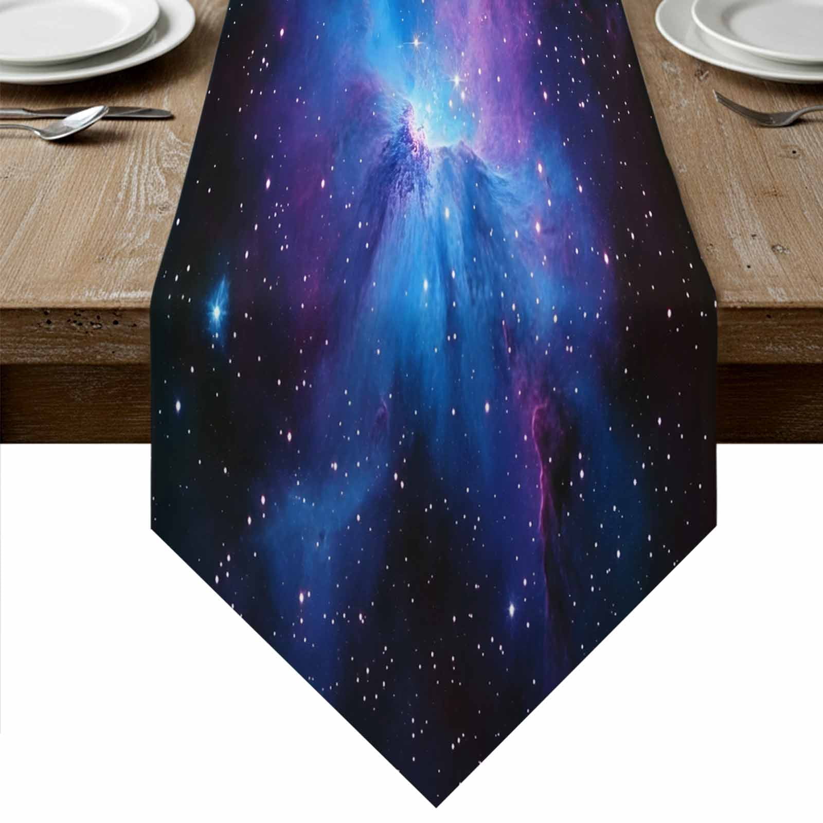 Blue Purple Clouds Table Runner Linen Burlap Table Runner 72 Inches ...