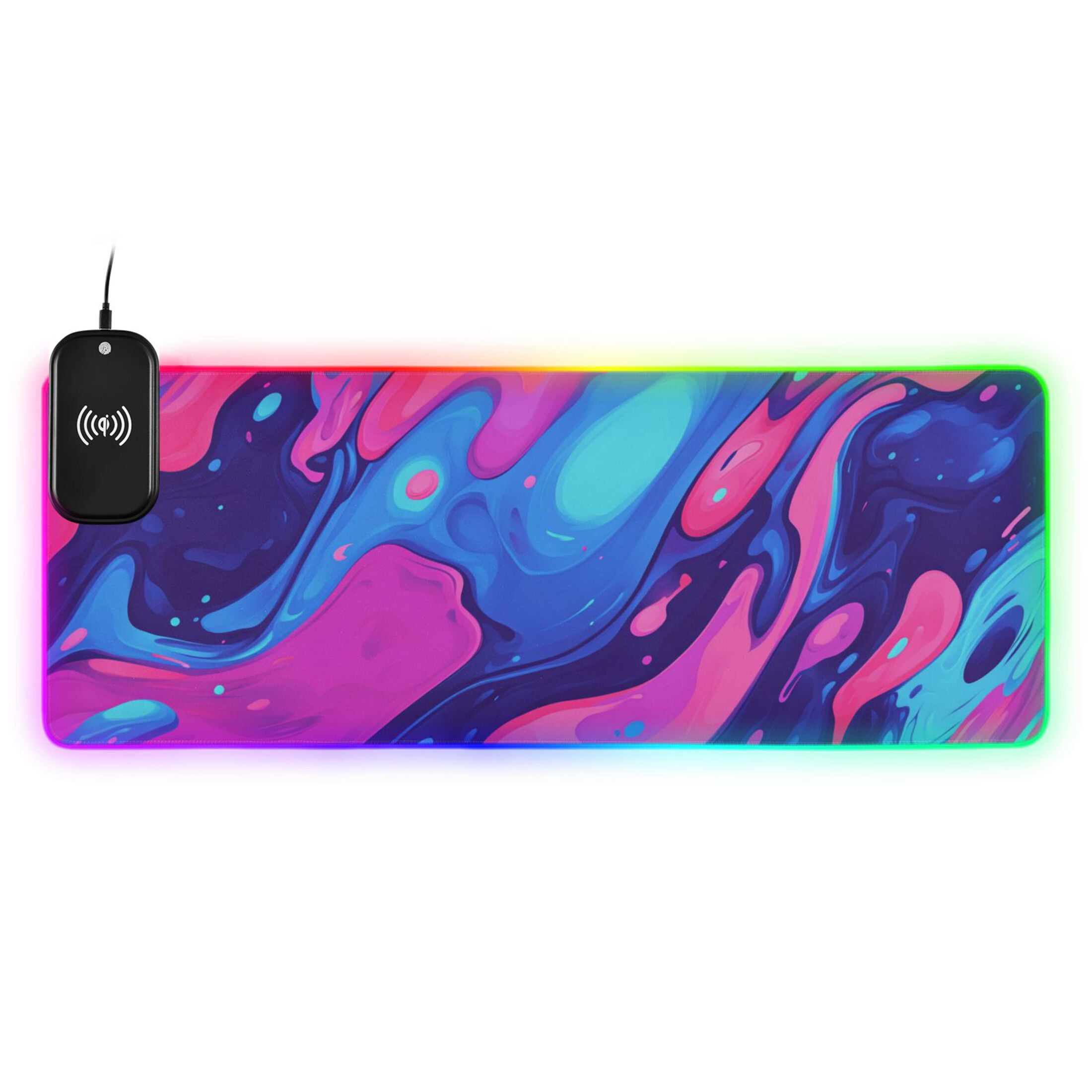Blue Purple Color Flow Wireless Charging RGB Gaming Mouse Pad Large ...