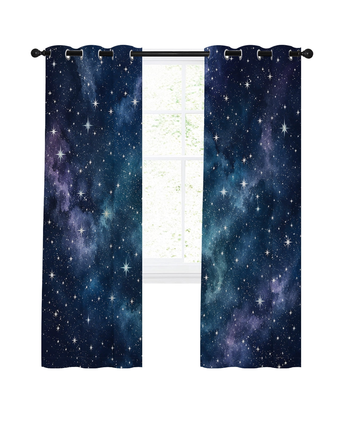 Blue Purple Cosmic Blackout Curtains for Bedroom Living Room, Deep ...
