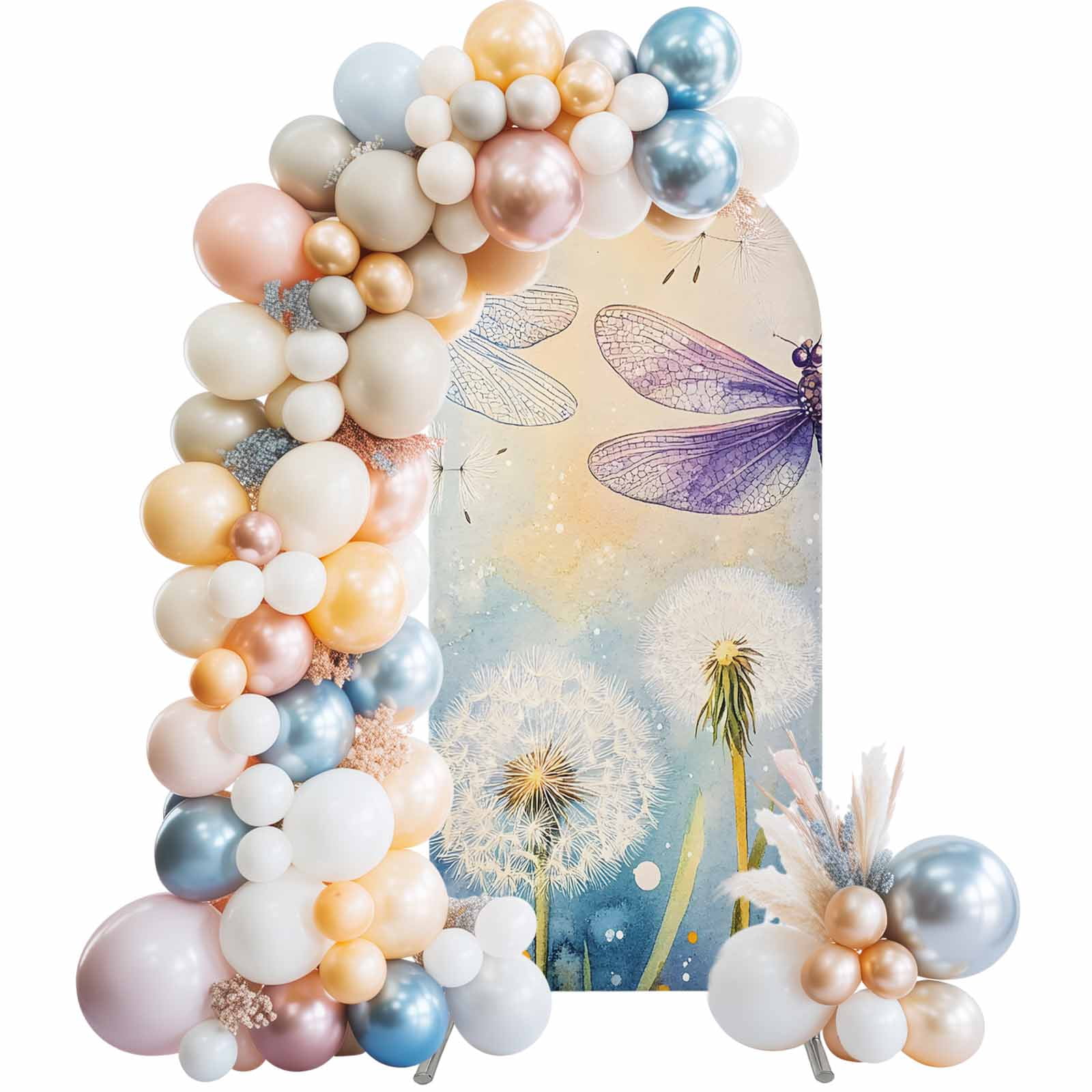 Blue Purple Dragonfly Arch Backdrop Cover, Spandex Fitted Wedding Arch ...