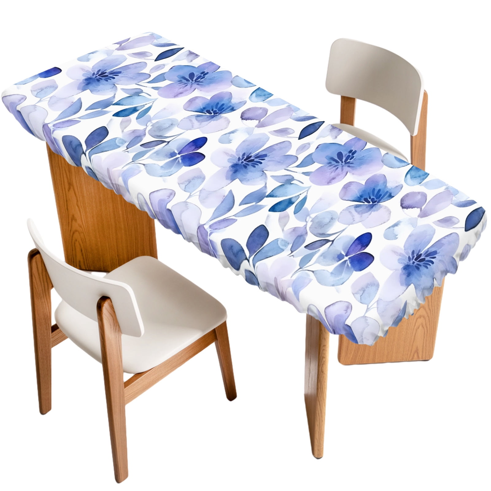 Blue Purple Fitted Rectangle Tablecloth 32" x 96" Pansy Flowers ...