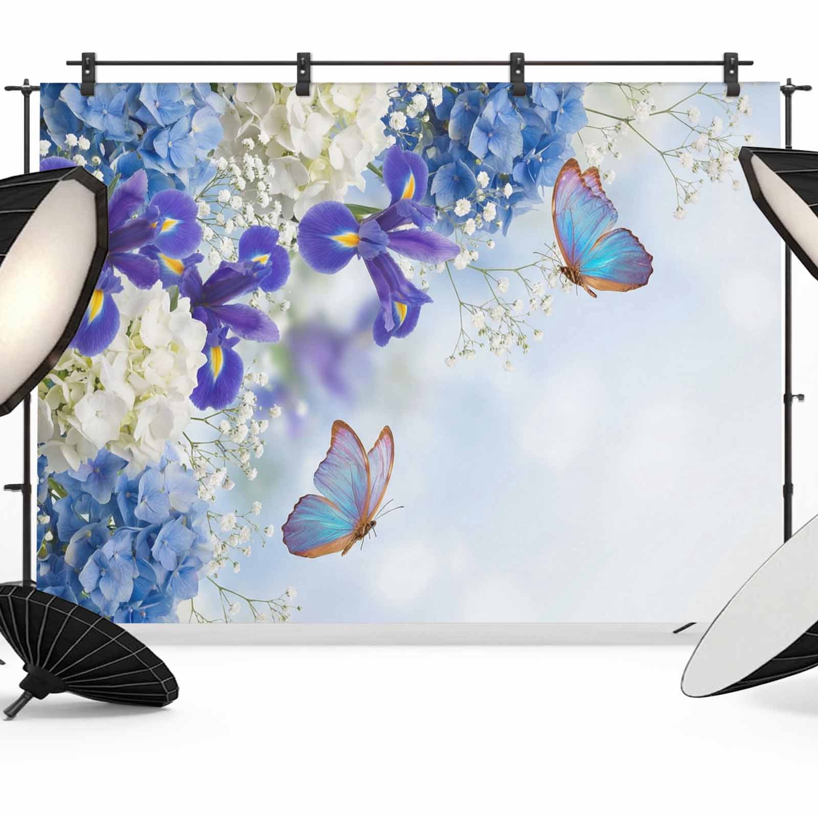 Blue Purple Floral Backdrop for Photography,Fabric Photo Background ...
