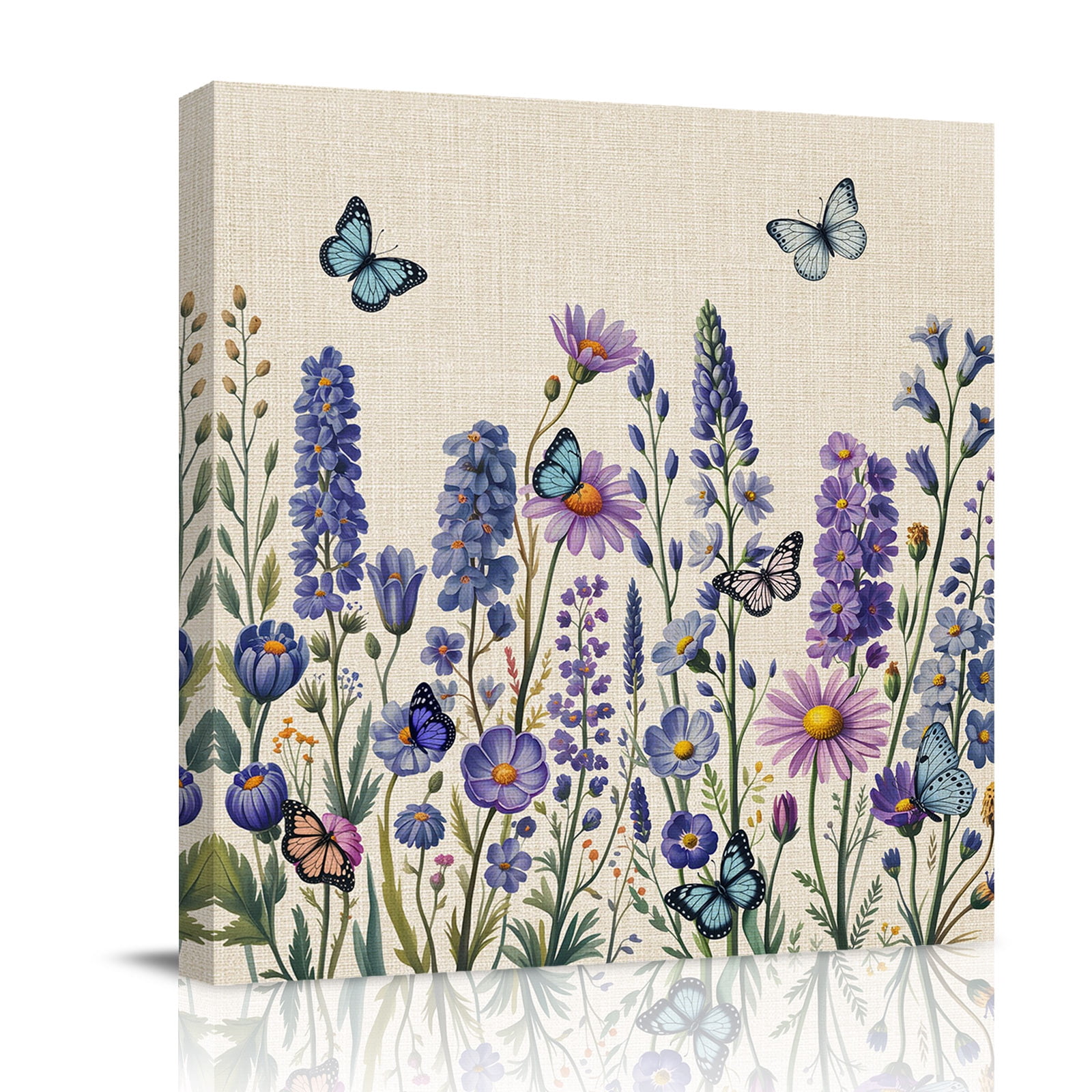 Blue Purple Floral Canvas Wall Art for Living Room, Spring Lavender ...