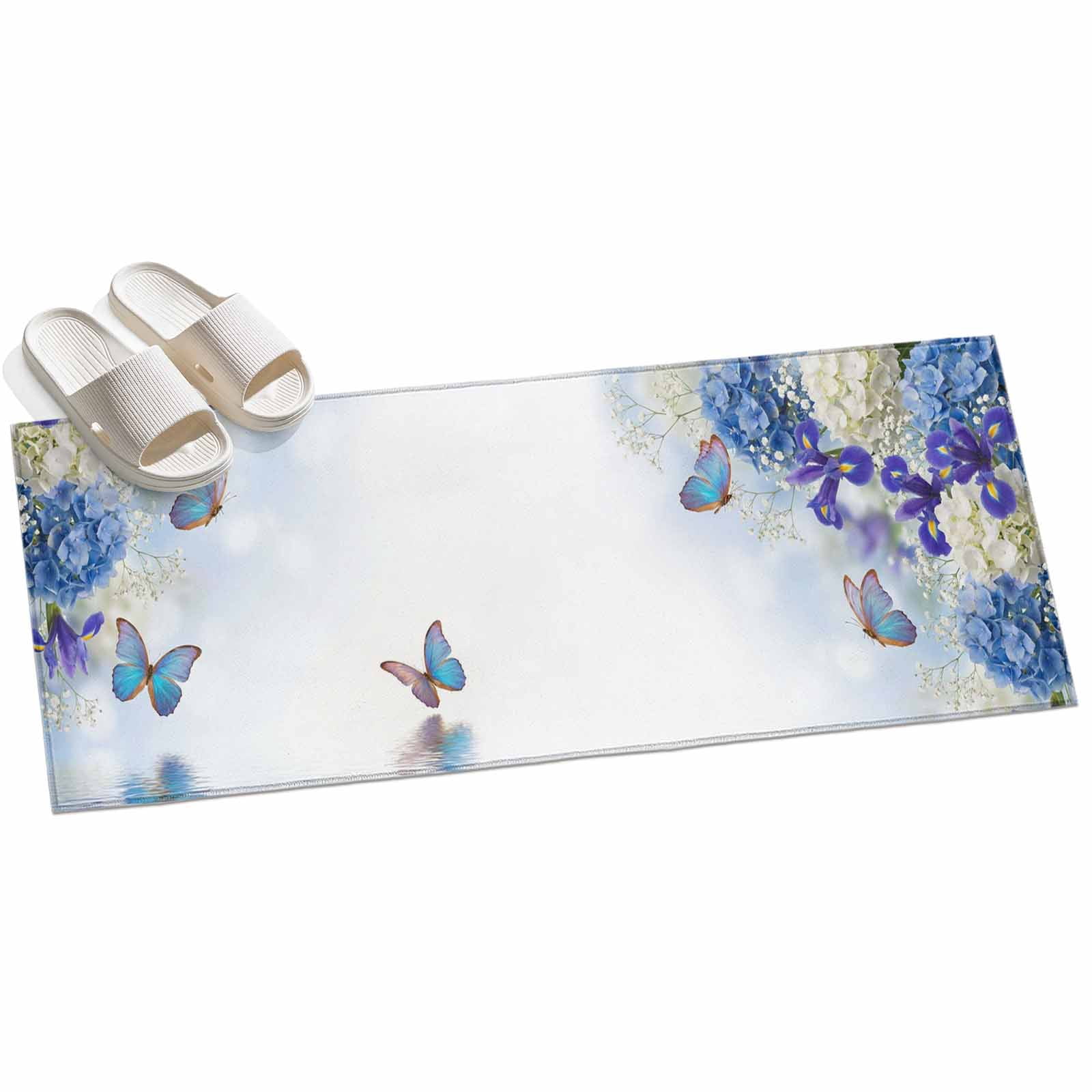Blue Purple Floral Hallway Runner Rug 2x6 Washable Non Slip Kitchen ...