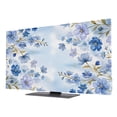 Blue Purple Floral TV Cover for 75 Inch Screen,Stretch Fabric Dustproof ...