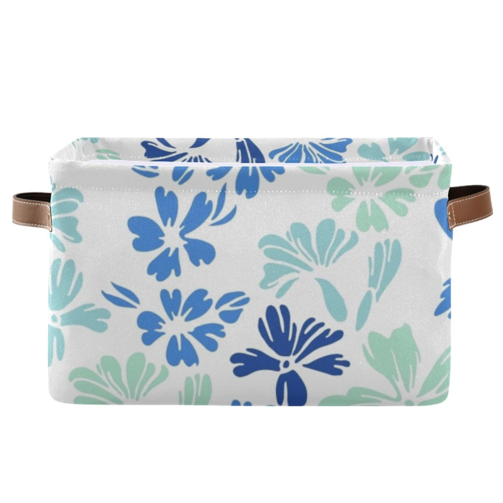 Blue Purple Flower Storage Box, Fabric Cube Storage Box with Handle ...