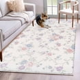 Blue Purple Flowers Washable Area Rug 4x6 Rustic Light Purple Blue Pink ...