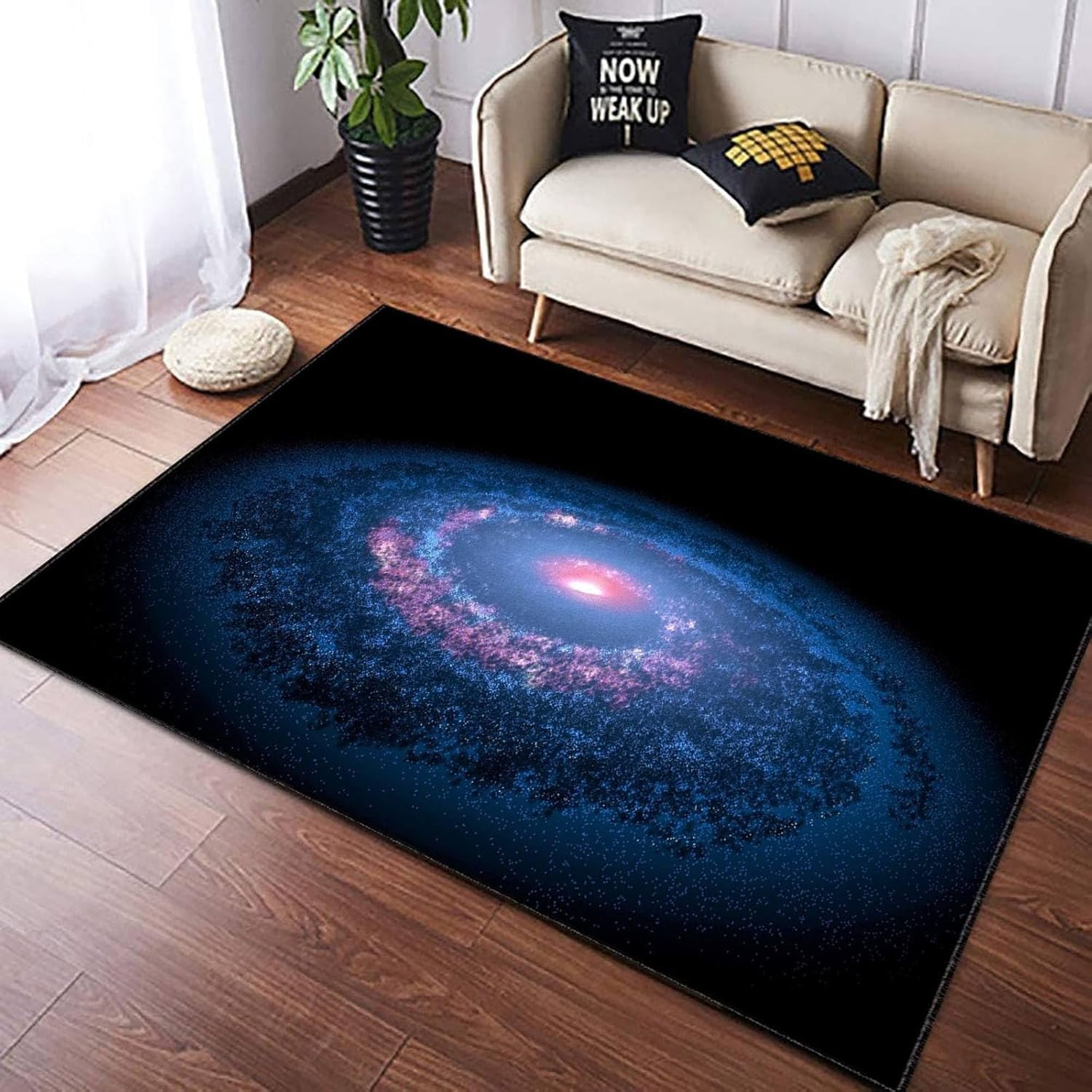 Blue Purple Galaxy Area Rug, Space Light Sky Clouds Printed Rugs ...