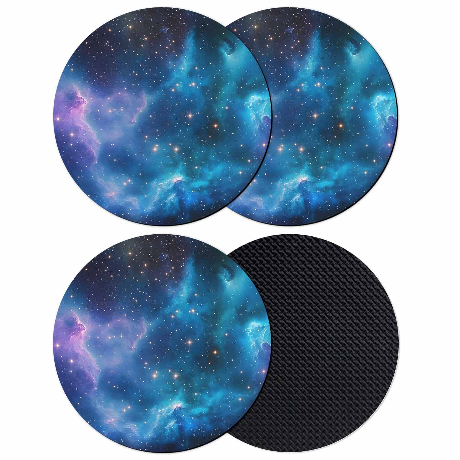 Blue Purple Galaxy Coasters for Drinks,Absorbent Non Slip Rubber Drink ...