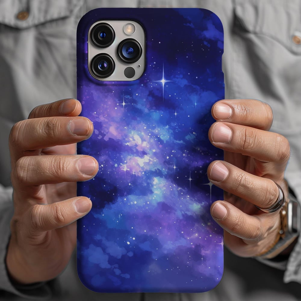 Blue Purple Galaxy Cosmic Space Phone Case for iPhone 11-17 Pro Max ...