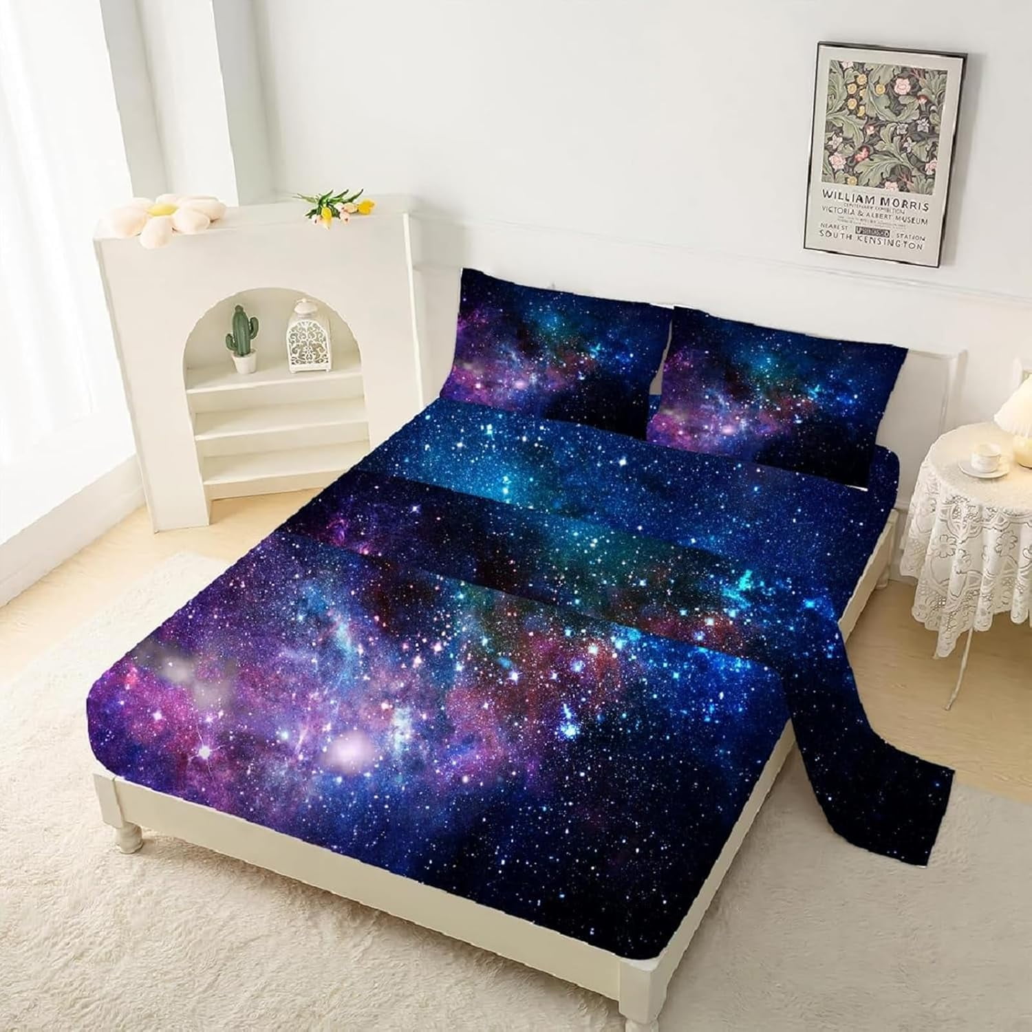 Blue Purple Galaxy Fitted Sheet Sets Twin Size for Boys Kids Teens ...