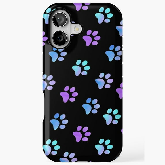 Blue Purple Galaxy Paw Prints Themed Compatible Phone Case for iPhone ...