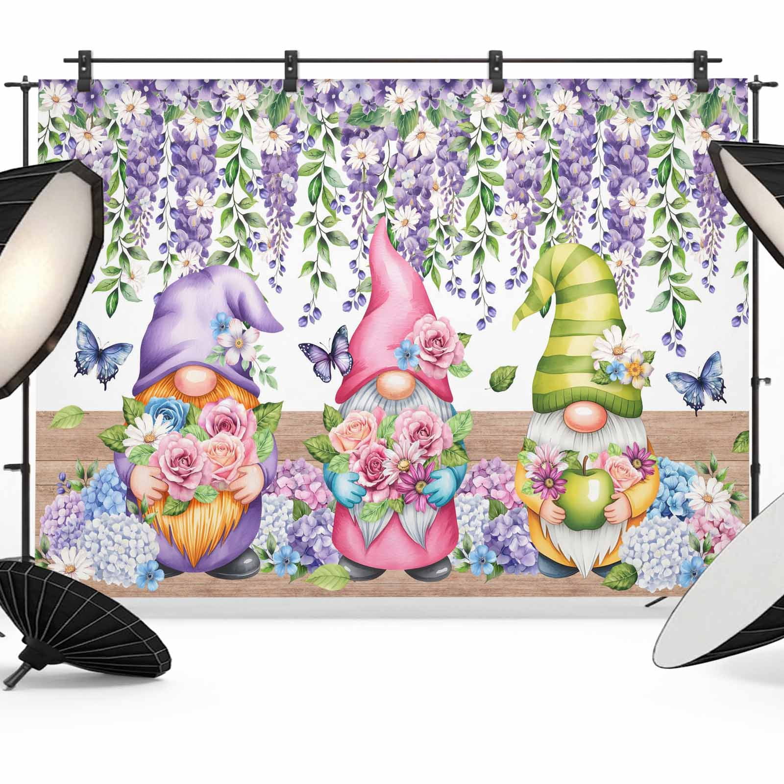 Blue Purple Gnomes Backdrop for Photography,Fabric Photo Background ...