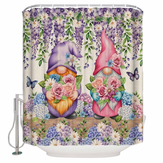 Blue Purple Gnomes Bathroom Shower Curtains with 12 Hooks Polyester ...